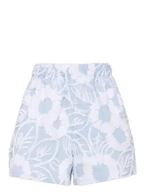 Prada Floral Embroidered Shorts - Blue