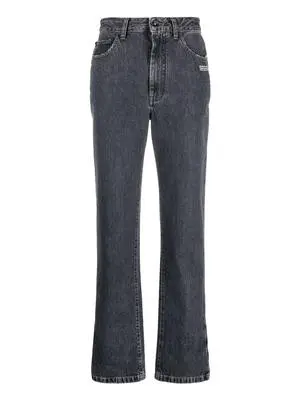 Off-White Dark Cotton Blend Straight Leg Jeans - Grey