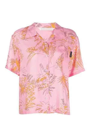 PALM ANGELS Leaf-print Short-sleeve Shirt