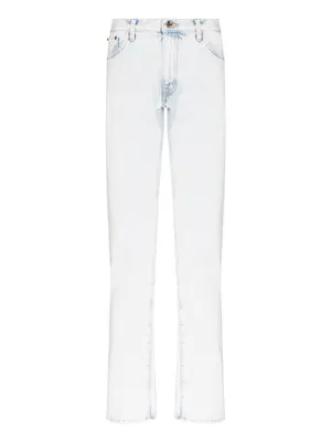 Off-White Diag-stripe Print Slim Fit Jeans - Blue