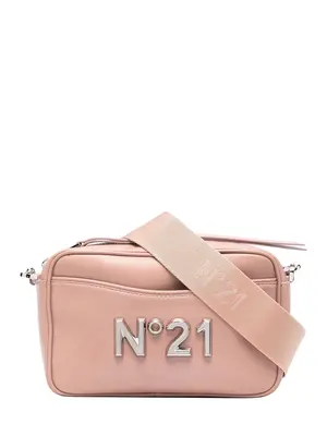 N°21 Logo-plaque Leather Crossbody Bag - Pink