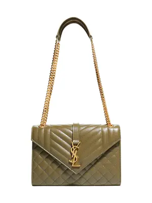 Saint Laurent Saint Laurent Envelope Triquilt Shoulder Bag Khaki