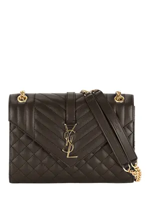 Saint Laurent Saint Laurent Envelope Triquilt Shoulder Bag Pebble