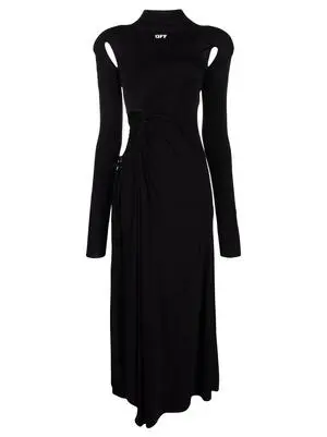 Off-White Logo-print Cut-out Dress - Black