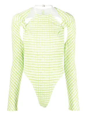 Jacquemus Check-print Bodysuit - Green