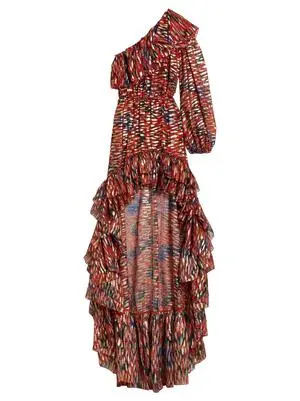 Dundas One-shoulder Printed Silk-chiffon Maxi Dress - Crimson