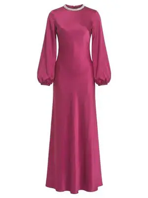 Mac Duggal Ieena Satin Sheath Gown Berry