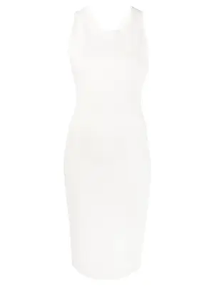 YVES SALOMON Ribbed Cross-strap Midi Dress - White
