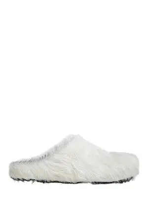 Marni Hair-calfskin Mules - White