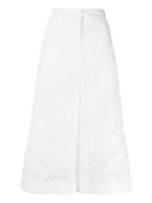 MSGM Embroidered Cotton-blend Culottes - White