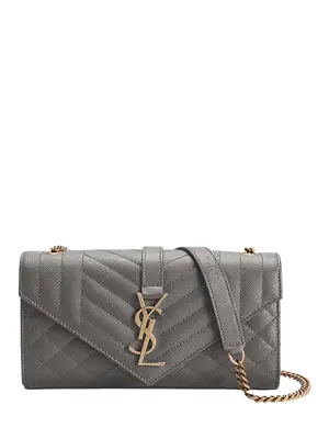 Saint Laurent Envelope Triquilt Small YSL Shoulder Bag Storm