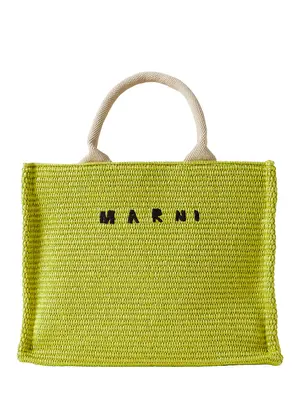 Marni Marni Embroidered Raffia Tote Green