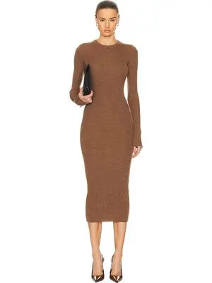 Wardrobe.NYC Ribbed Long Sleeve Dress - Brown