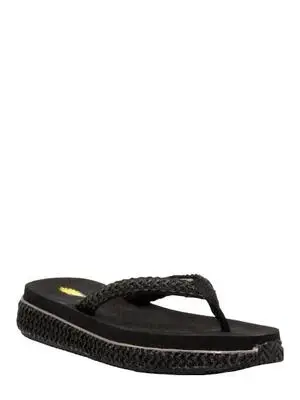 VOLATILE Palau Platform Flip Flop - Black Fabric