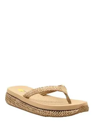 VOLATILE Palau Platform Flip Flop - Tan Fabric