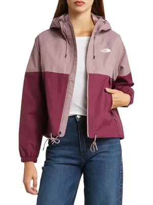The North Face Antora Waterproof Rain Hoodie Fawn Grey/ Boysenberry