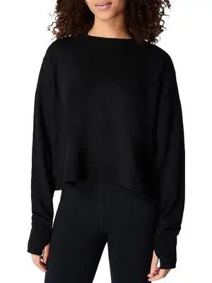 Sweaty Betty Cotton Blend Crop Sweatshirt - Black