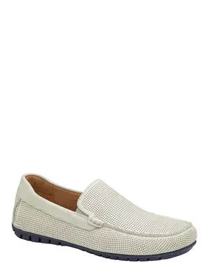 Johnston & Murphy Johnston & Murphy Cort Venetian Loafer Off-white Perforated Nubuck