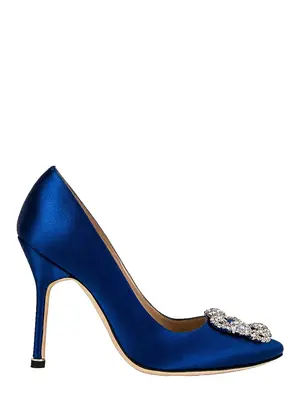 Manolo Blahnik Manolo Blahnik Hangisi Satin Heel Bright Blue