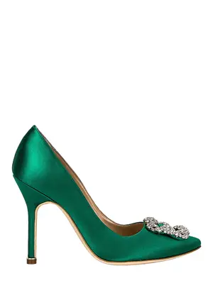 Manolo Blahnik Manolo Blahnik Hangisi Satin Heel Bright Green