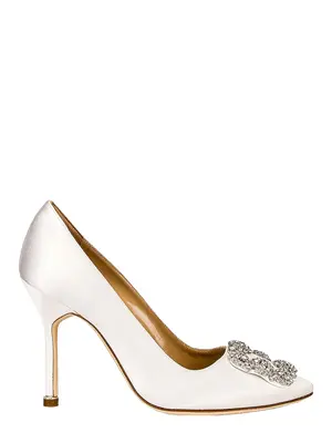Manolo Blahnik Manolo Blahnik Hangisi Satin Heel Cream