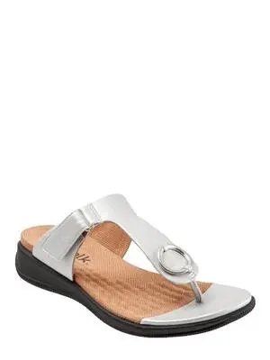 Softwalk SoftWalk® Talara Leather Sandal Silver Metallic Laser