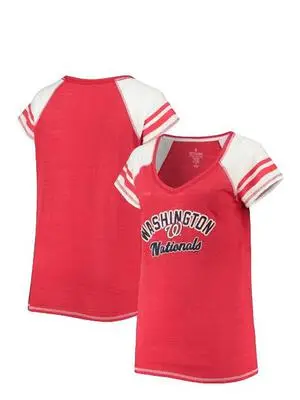 SOFT AS A GRAPE Washington Nationals Tri-blend Raglan V-neck T-shirt - Red