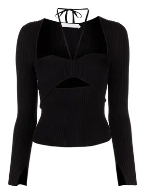 Simkhai Alexia Cut-out Ribbed Top - Black