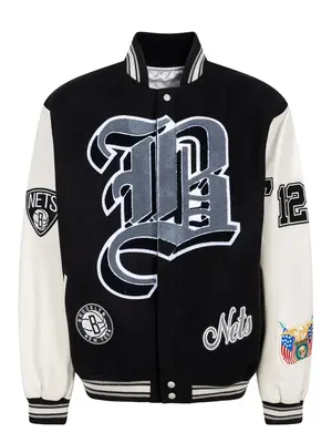 JEFF HAMILTON Brooklyn Nets Bomber Jacket - Grey