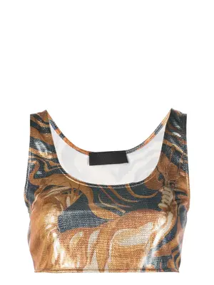Alberta Ferretti Swirl Print Crop Top - Grey
