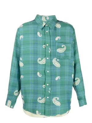 424 Check Print Octopus Shirt - Green