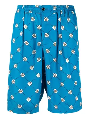 Marni Daisy-print Track Shorts - Blue