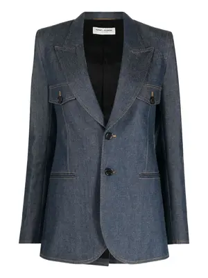 SAINT LAURENT Saint Laurent Single-Breasted Denim Blazer