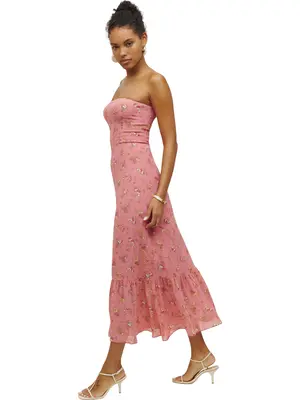 REFORMATION Arta Strapless Maxi Dress Rosato