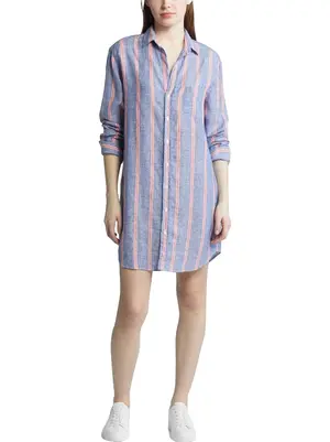 Frank & Eileen Mary Classic Long Sleeve Shirtdress Red