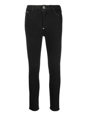 Philipp Plein Metallic Skull Skinny Jeans - Black