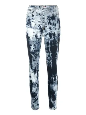 Philipp Plein Bleached High-waisted Skinny Jeans - Blue