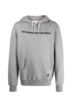 THE POWER FOR THE PEOPLE Logo-print Hoodie - Grey