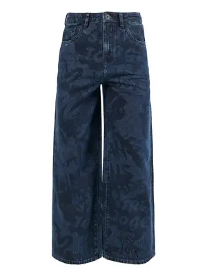 PORTS V All-over Graffiti Print Jeans - Blue