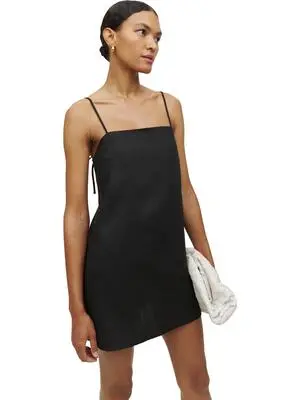 REFORMATION Aubree Linen Mini Dress - Black