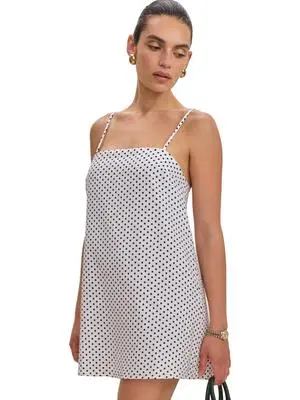 REFORMATION Reformation Aubree Linen Mini Dress Eclipse Dot