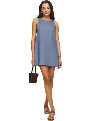 REFORMATION Jessi Linen Mini Dress Cornflower