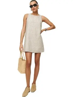 REFORMATION Jessi Linen Mini Dress Elsie Stripe