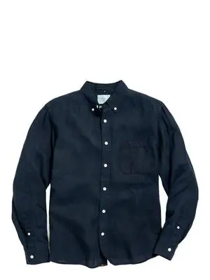 Billy Reid Tuscumbia Standard Fit Linen Button-down Shirt - Carbon Blue