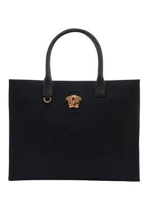 Versace La Medusa Canvas Tote - Black/versace Gold