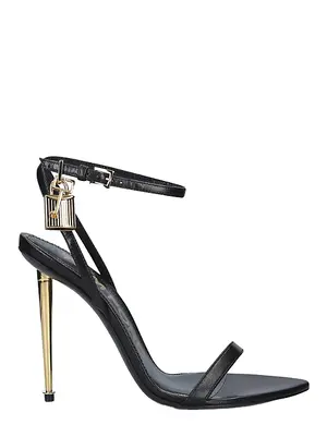 TOM FORD Padlock Leather Heeled Sandals - Black