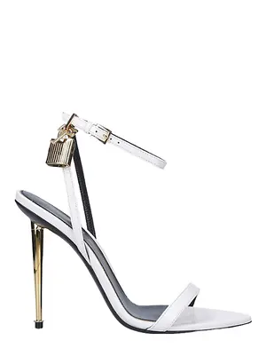 TOM FORD Padlock Leather Heeled Sandals - White