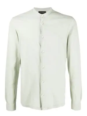 DELL'OGLIO Collarless Cotton Shirt - Green