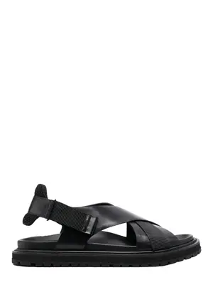Premiata Crossover-strap Leather Sandals - Black