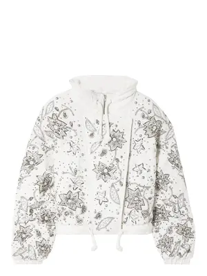 Isabel Marant Kalassia Embellished Cotton And Linen-blend Bomber Jacket - White